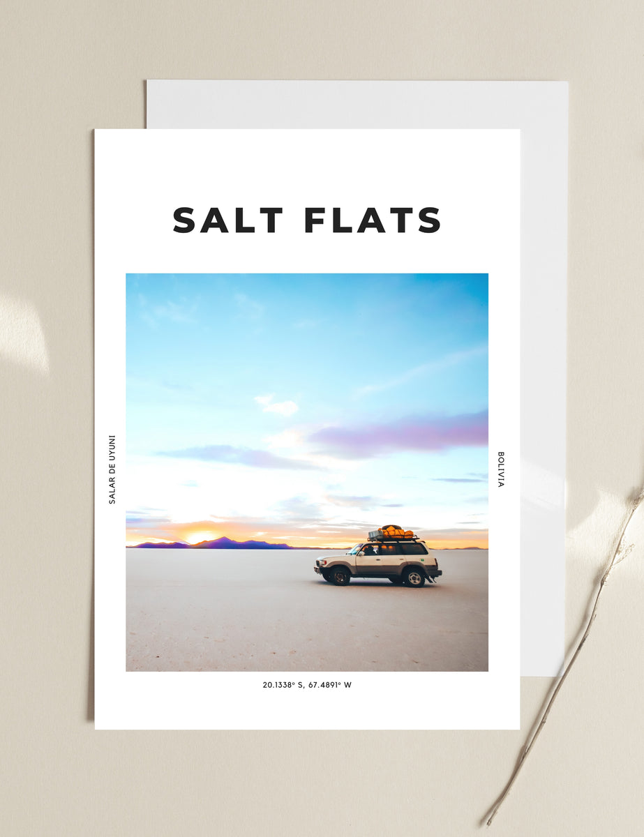 Salt Flats 'Salar De Uyuni' Print. Bolivia South America Travel Poster ...