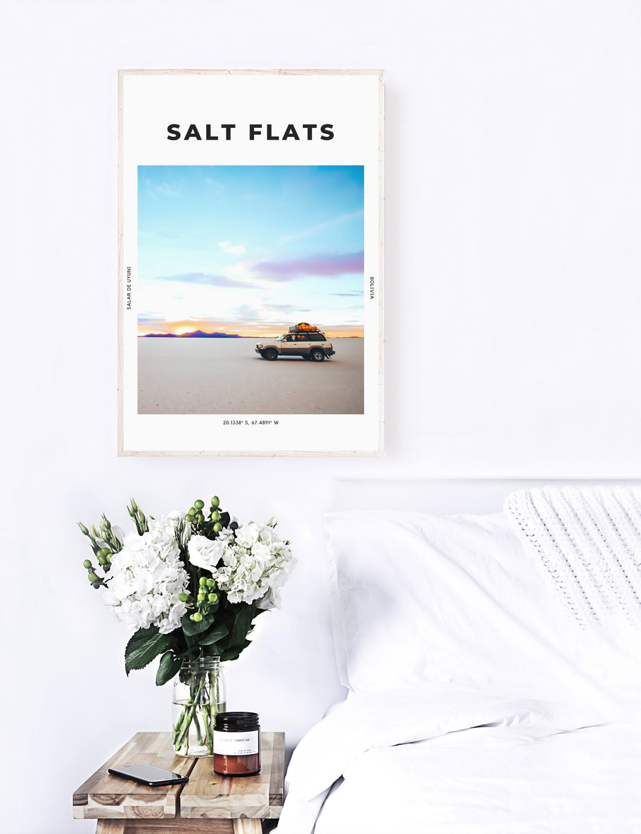 Salt Flats 'Salar De Uyuni' Print. Bolivia South America Travel Poster ...